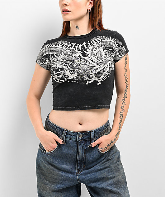 Affliction Flaming Dragon Crop T-Shirt | Zumiez