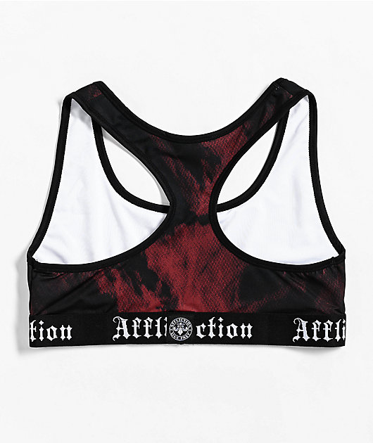 Affliction Ion Black & Red Sports Bra | Zumiez