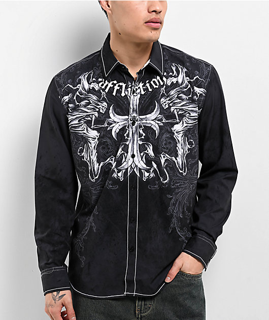 Affliction Jump Black Long Sleeve Button Up Shirt | Zumiez