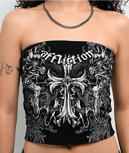 Affliction Jump Black Tube Top | Zumiez