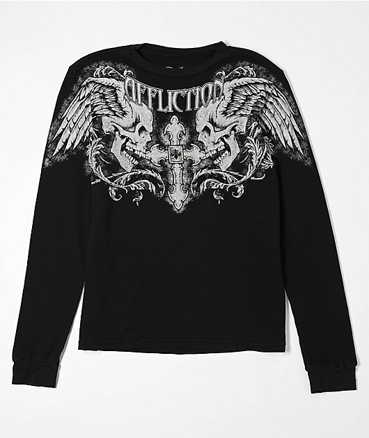 Affliction Kids Winged Up Black Lava Thermal Long Sleeve T-Shirt | Zumiez