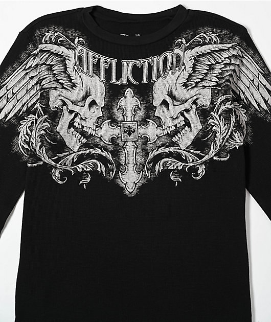Affliction Kids Winged Up Black Lava Thermal Long Sleeve T-Shirt | Zumiez