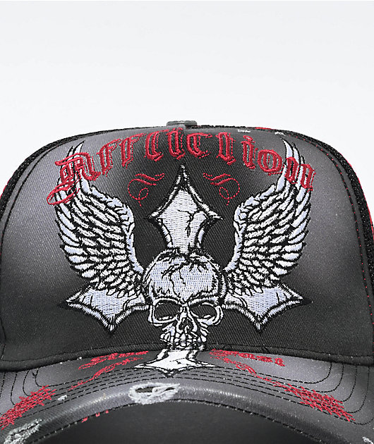 Affliction Live Fast Black Wash Trucker Hat | Zumiez