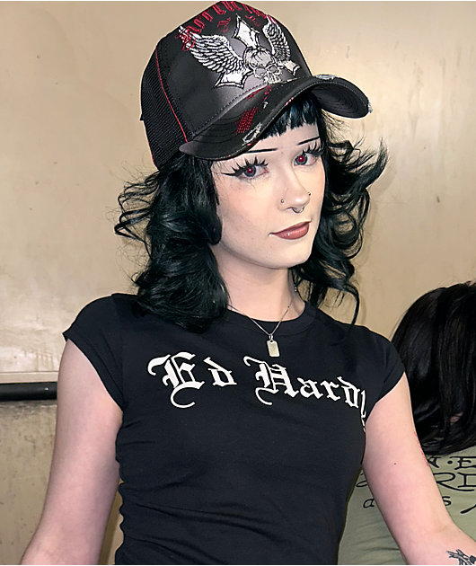 Affliction Live Fast Black Wash Trucker Hat | Zumiez