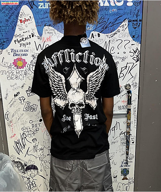 Affliction Live Fast Reflective Black T-Shirt | Zumiez