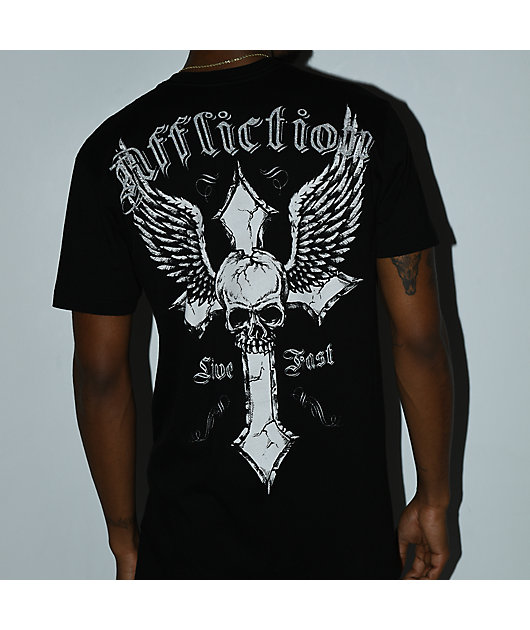 Affliction Live Fast Reflective Black T-Shirt | Zumiez