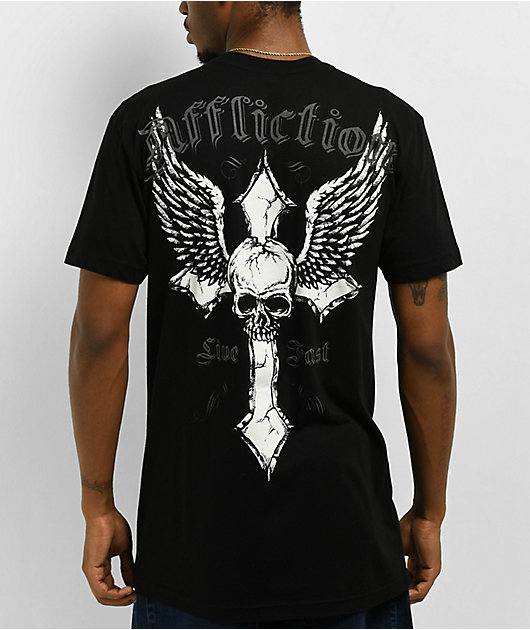 Affliction Live Fast Reflective Black T-Shirt | Zumiez