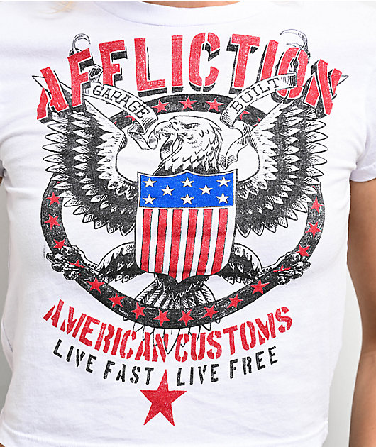 Affliction Live Fast White Crop T-Shirt | Zumiez