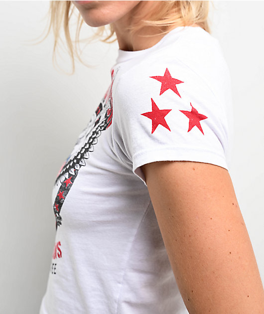 Affliction Live Fast White Crop T-Shirt | Zumiez