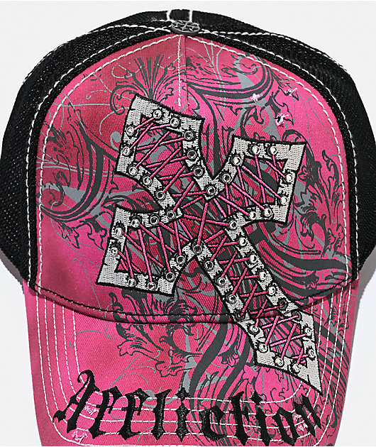 Affliction Lovita Pink Trucker Hat | Zumiez