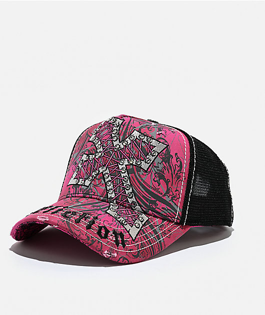 Affliction Lovita Pink Trucker Hat | Zumiez