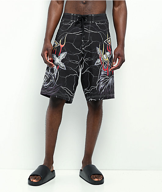 Affliction Phantom Fire Black Board Shorts | Zumiez