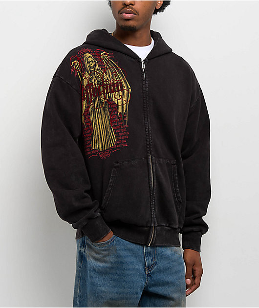 Affliction Prayer Black Wash Zip Hoodie | Zumiez