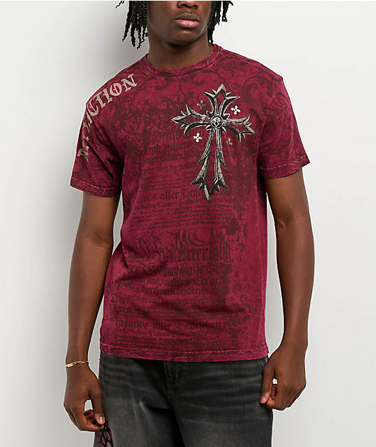 Afflicition Rising Passage Red Wash T-Shirt | Zumiez