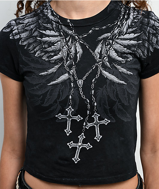 Affliction Rosary Of Life Black Crop T-Shirt | Zumiez