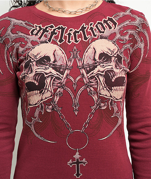 Affliction Shred Fest Red Thermal Long Sleeve T-Shirt | Zumiez