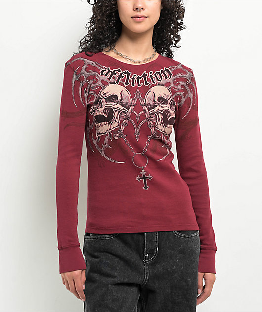 Affliction Shred Fest Red Thermal Long Sleeve T-Shirt | Zumiez