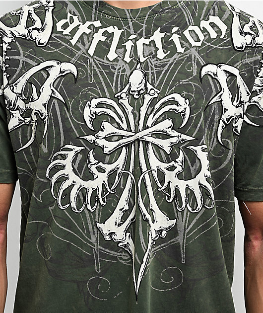 Affliction Skeleton Green T-Shirt | Zumiez