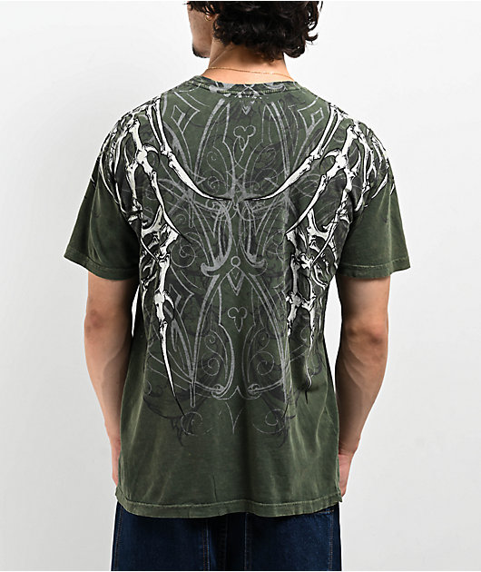 Affliction Skeleton Green T-Shirt | Zumiez