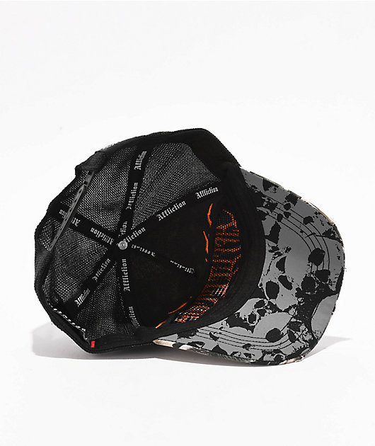 Affliction Skull Tree Black & Camo Trucker Hat | Zumiez