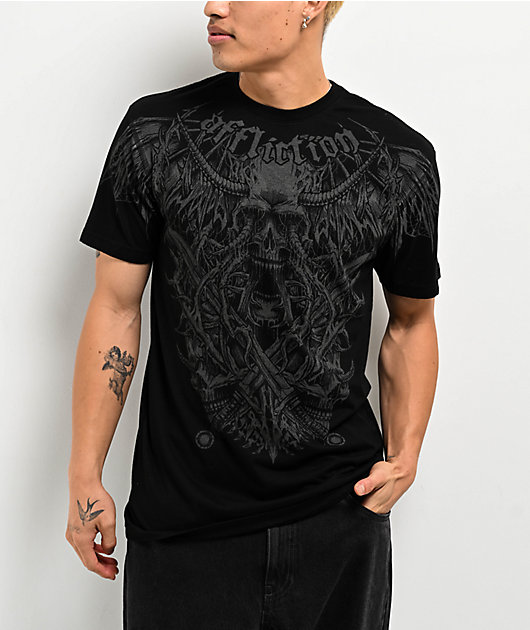 Affliction Tortured Reflective Black T-Shirt | Zumiez