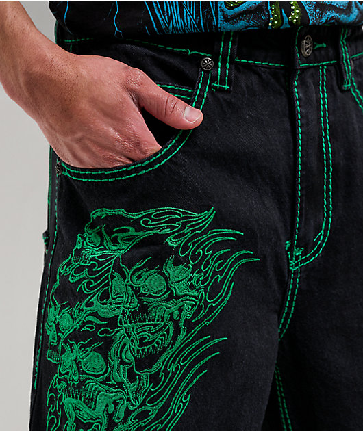 Affliction Toxic Rage Black Wash Extra Wide Leg Jeans | Zumiez