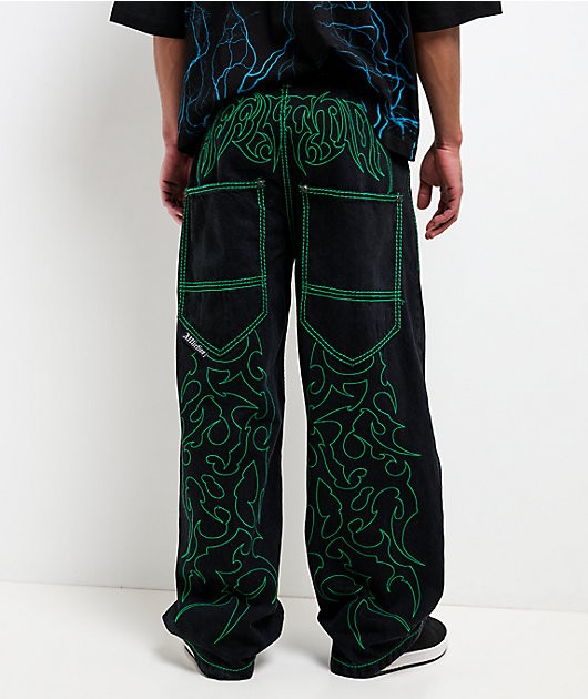 Affliction Toxic Rage Black Wash Extra Wide Leg Jeans | Zumiez