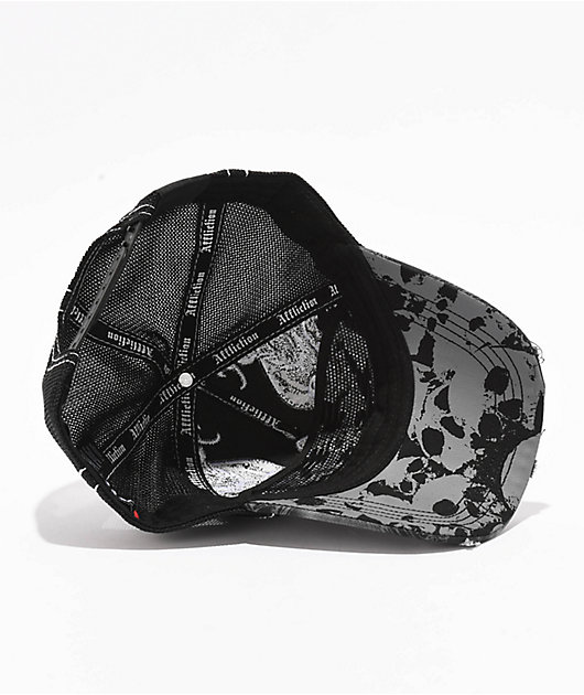 Affliction Winged Up Black Potassium Spray Trucker Hat | Zumiez