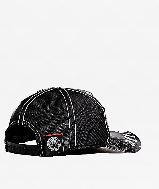 Affliction Winged Up Black Potassium Spray Trucker Hat | Zumiez