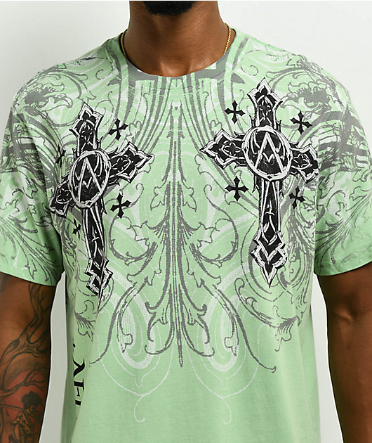 Affliction Winged Up Light Green T-Shirt | Zumiez
