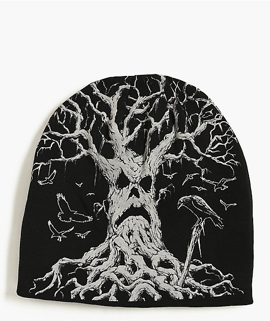 Affliction x Haunted Mound Harold Black Reversible Skully Beanie | Zumiez