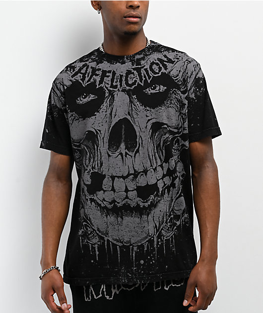 Affliction x Misfits Skully Black Wash T-Shirt | Zumiez