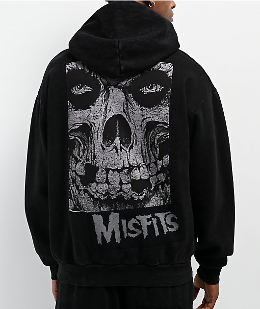 Affliction x Misfits Skully Black Wash Zip Hoodie | Zumiez