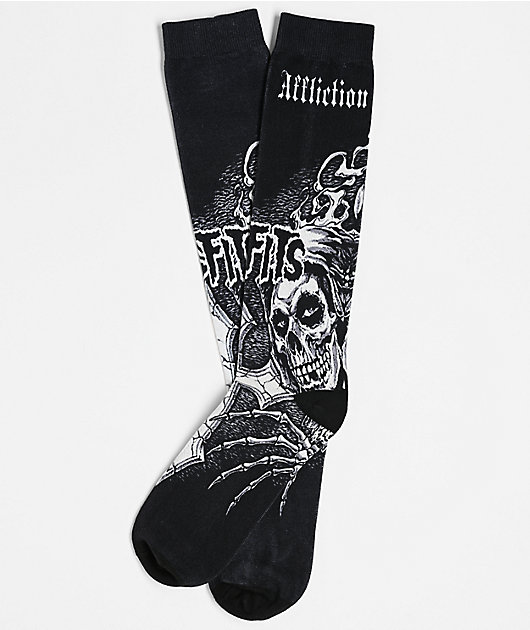 Affliction x Misfits Wings Black Crew Socks | Zumiez