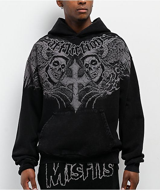 Affliction x Misfits Wings Black Wash Hoodie | Zumiez