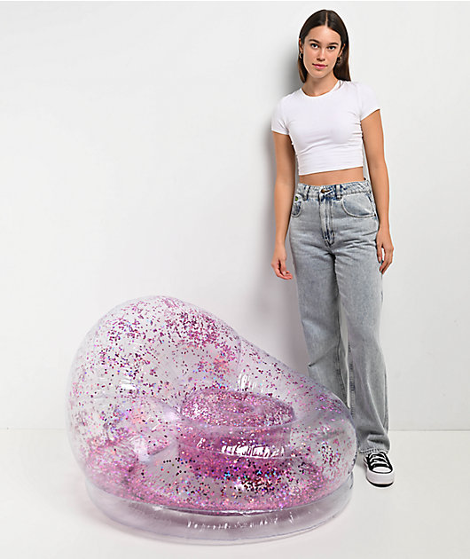 AirCandy Glitter Pink Inflatable Chair | Zumiez