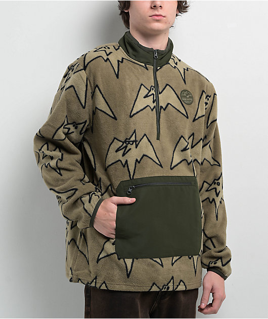 Airblaster Big Terry Tan Fleece Half Zip Jacket | Zumiez