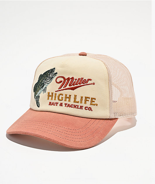 American Needle x Miller Remington Bass Beige & Red Trucker Hat | Zumiez