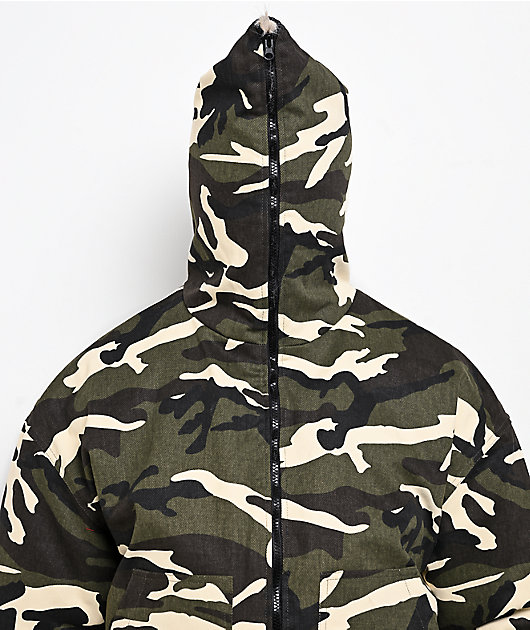 American Stitch Camo Canvas Hooded Crop Jacket | Zumiez