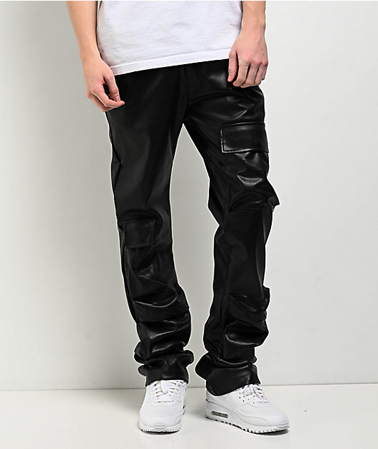 American Stitch Pleather Black Flare Cargo Pants | Zumiez