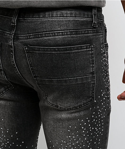American Stitch Rhinestone Black Wash Bootcut Jeans | Zumiez