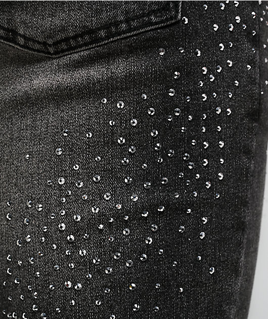 American Stitch Rhinestone Black Wash Bootcut Jeans | Zumiez