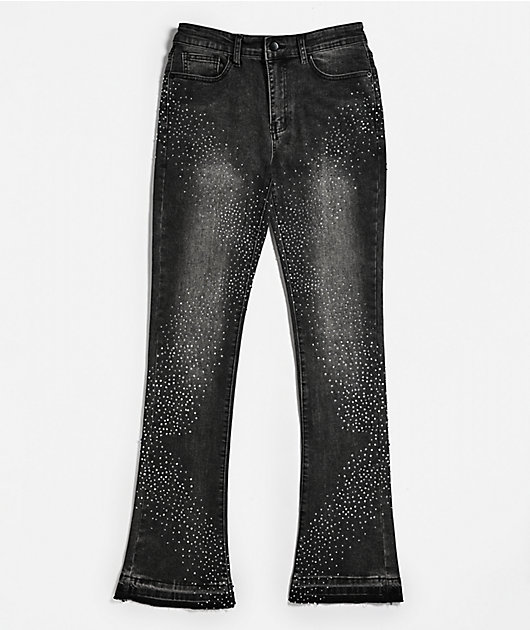 American Stitch Rhinestone Black Wash Bootcut Jeans | Zumiez