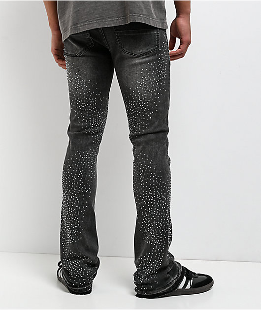 American Stitch Rhinestone Black Wash Bootcut Jeans | Zumiez