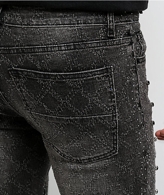 American Stitch Rhinestone Grey Wash Bootcut Jeans | Zumiez