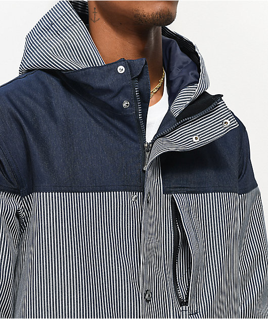 Aperture Double Diamond Rail Navy Stripe 10K Snowboard Jacket | Zumiez