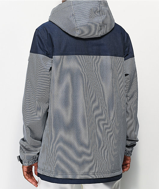 Aperture Double Diamond Rail Navy Stripe 10K Snowboard Jacket | Zumiez