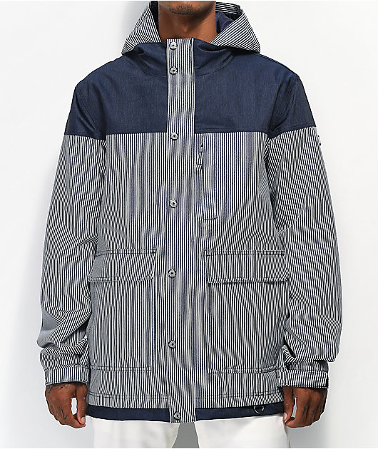 Aperture Double Diamond Rail Navy Stripe 10K Snowboard Jacket | Zumiez