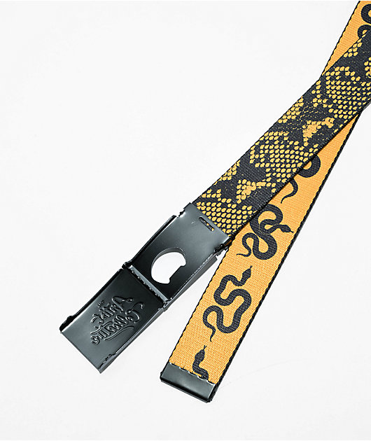 Artist Collective Gold Snake Black & Yellow Reversible Web Belt | Zumiez