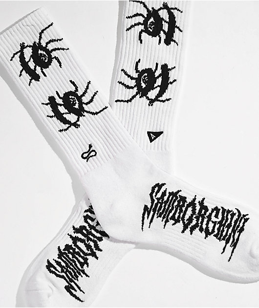 Arvin Goods x Samborghini Spider Eye White Crew Socks | Zumiez